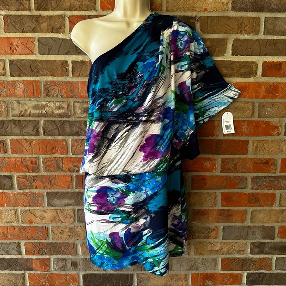 Jessica Simpson | Dresses | Jessica Simpson Watercolor One Shoulder ...
